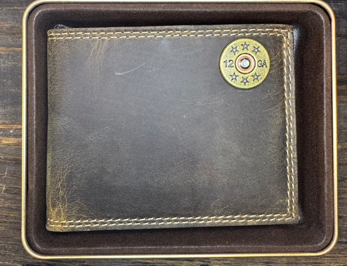 Zep-Pro Vintage Leather Bi-fold Wallet Shotgun Shell | Southern Grace Farms