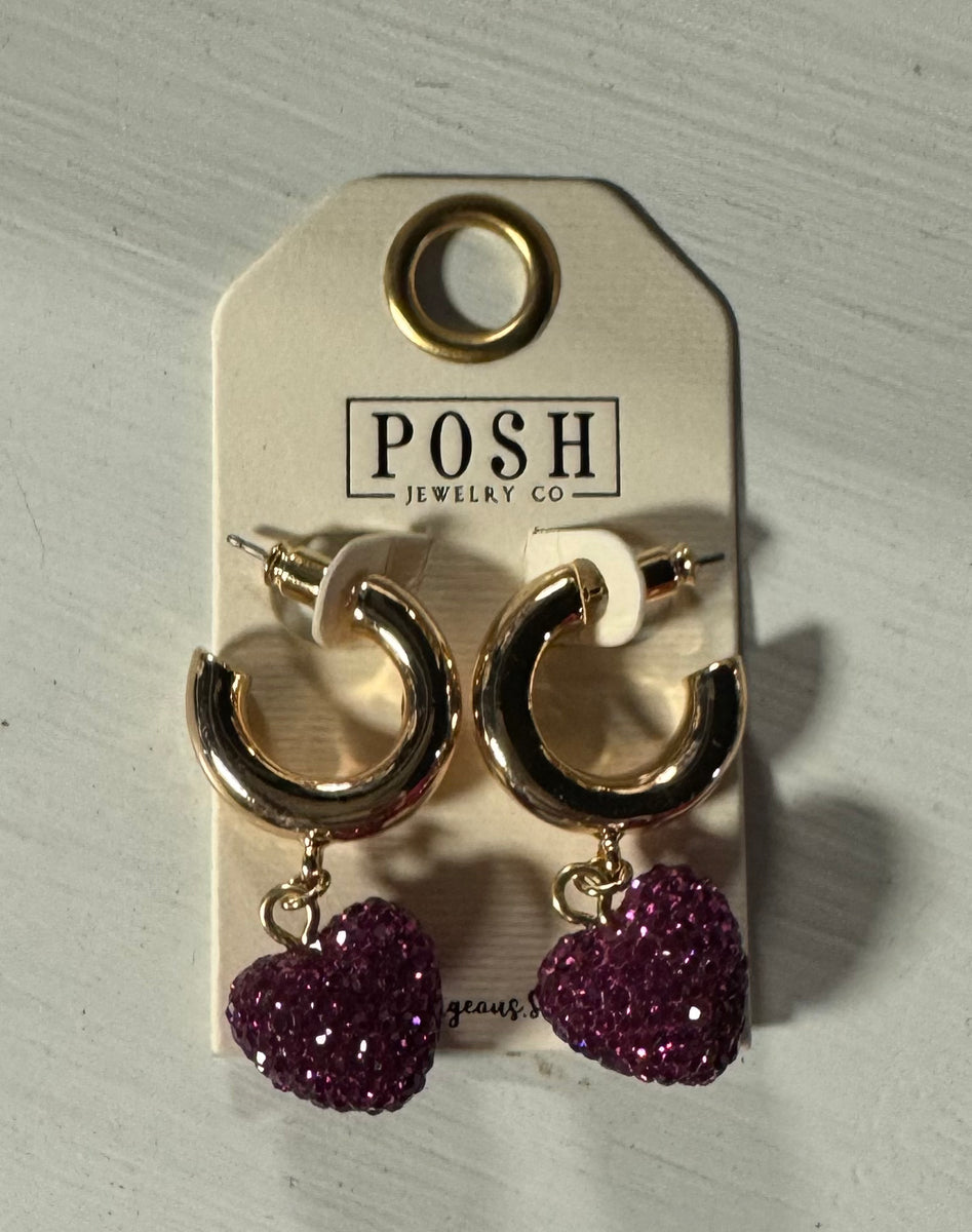 Pave Heart Hoop Earrings | Southern Grace Farms