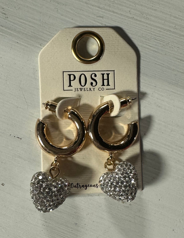 Pave Heart Hoop Earrings | Southern Grace Farms