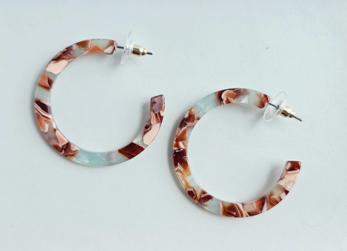 Seafoam & Rust Acrylic Hoop Earrings | Southern Grace Farms