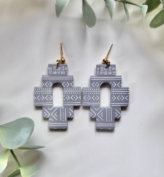 Aztec Cross Clay Earrings | Southern Grace Farms