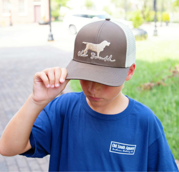 YOUTH Old South Brown Lab Trucker Mesh Hat | Southern Grace Farms