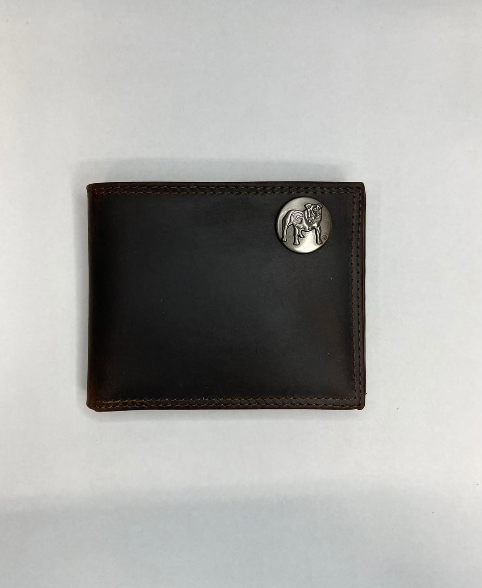 Crazy Horse Leather Bi-fold Wallet Georgia Bulldog | Southern Grace Farms