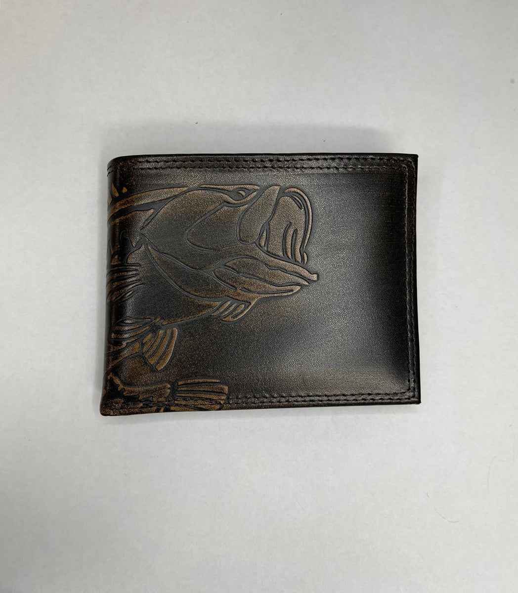 Burnished Leather Bifold Wallet Bass | Southern Grace Farms