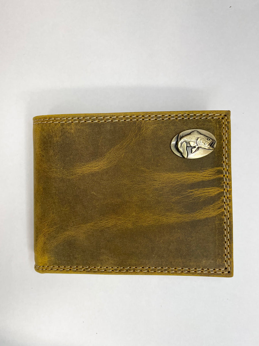 Vintage Leather Bi-fold Wallet Bass | Southern Grace Farms