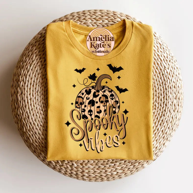 Mustard Spooky Vibes Pumpkin Shirt | Southern Grace Farms